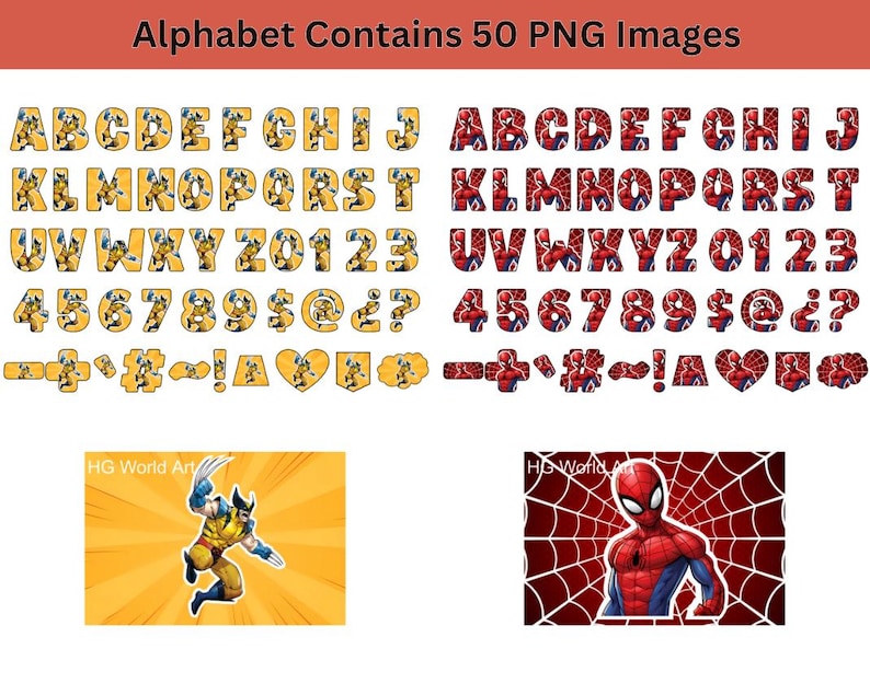 Superhero Alphabet Letters PNG: Birthday Banner Font (digital Download ...