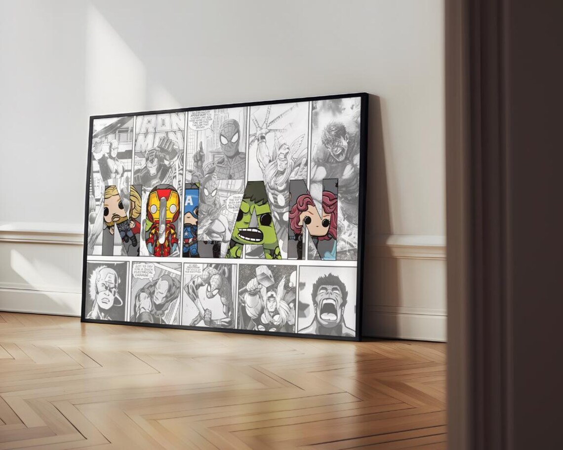 Personalized NAME Word Art Print Superhero Character Posters Digital ...