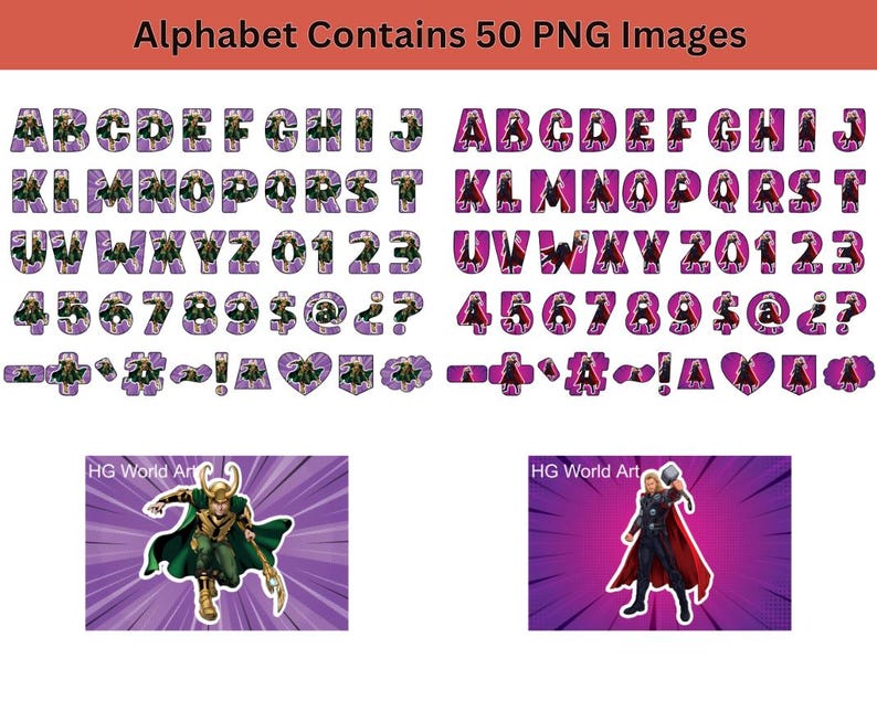 Superhero Alphabet Letters PNG: A-Z, 0-9, Symbols (digital Download) - Etsy