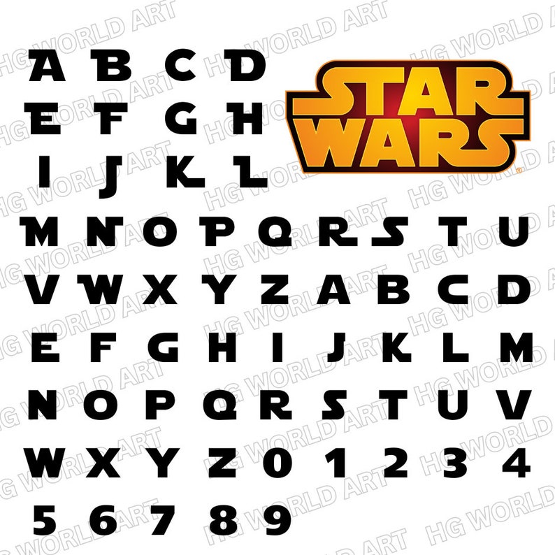 Star Wars Font, Yedi Font,star Wars Letter, Star Wars Font Svg, Star ...