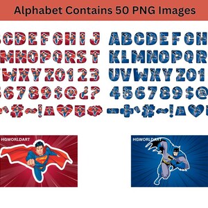 Superhero Alphabet Letters PNG: Birthday Banner Font (digital Download ...