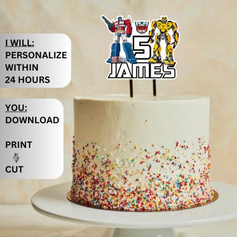 Transformers Bumblebee Cake Topper: Personalized Birthday (digital ...