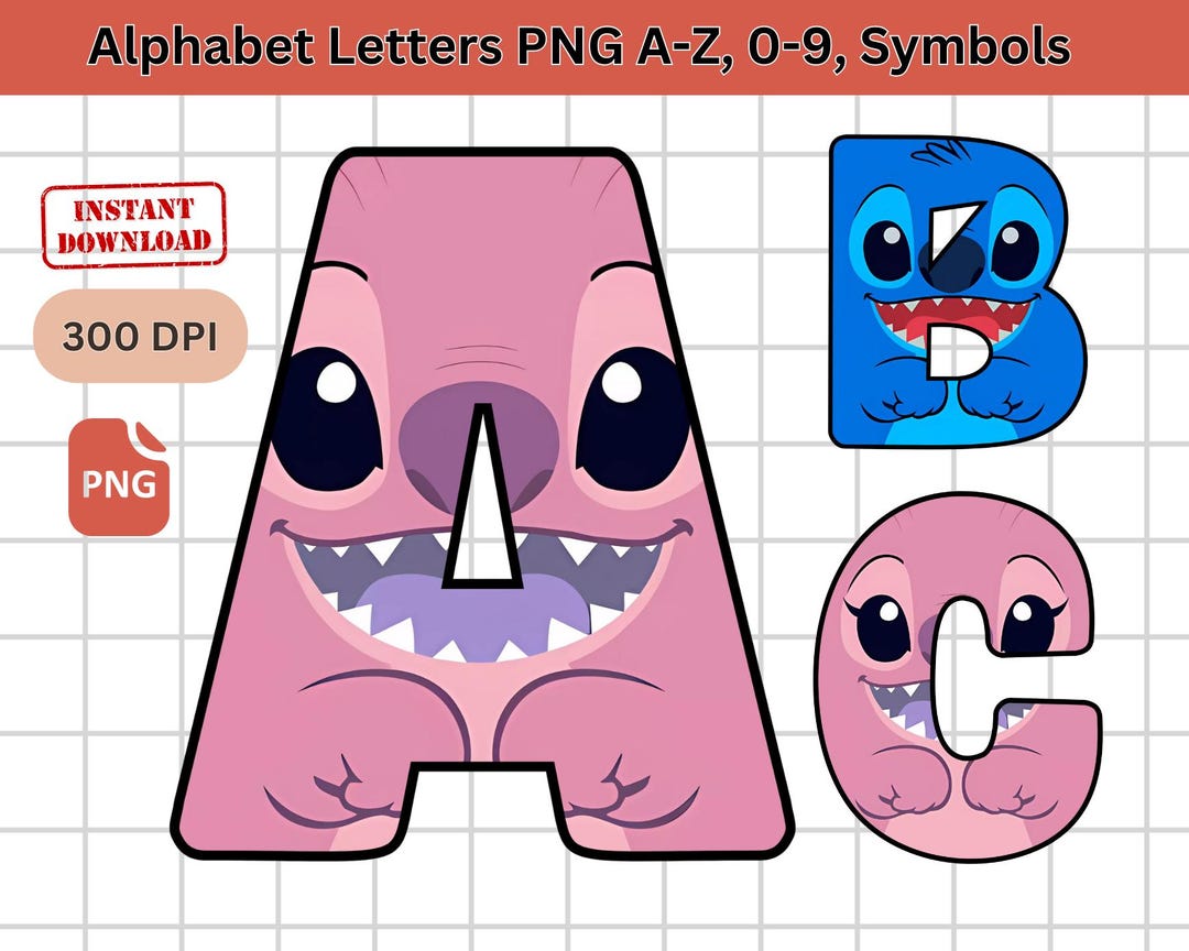 Stitch Alphabet PNG: Letters, Numbers, Symbols (digital Download) - Etsy