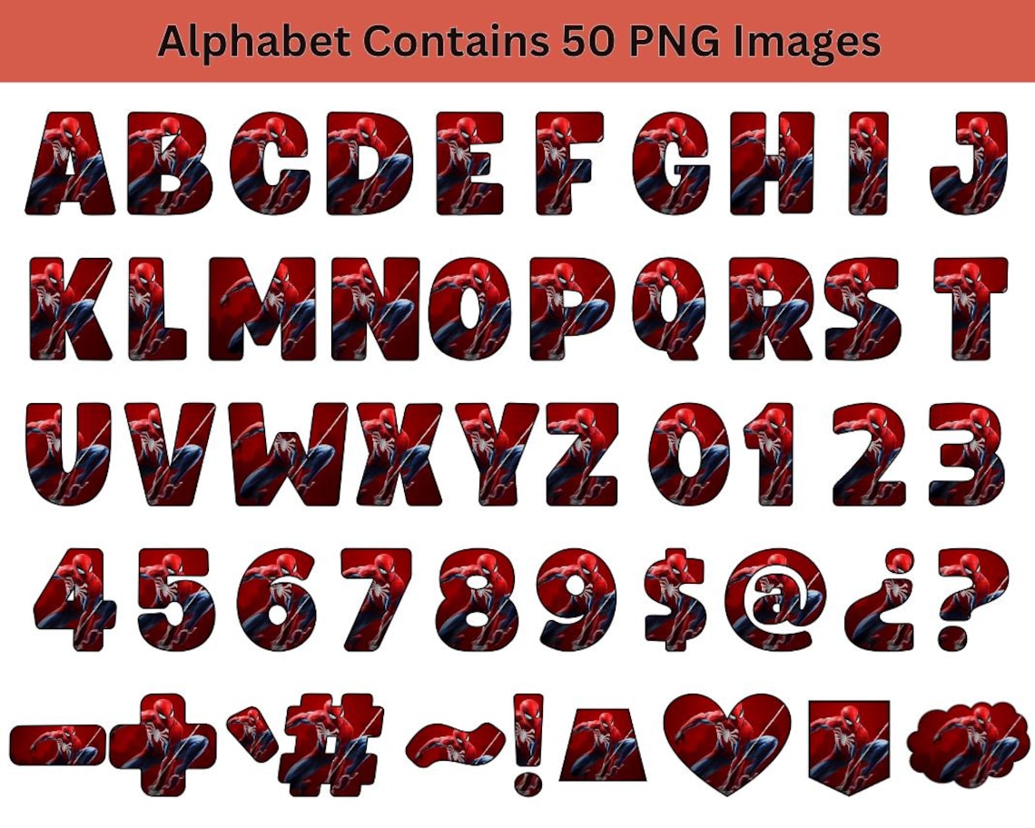 400 IMAGES 8 Spiderman Alphabets Different Backgrounds Png Spiderman ...