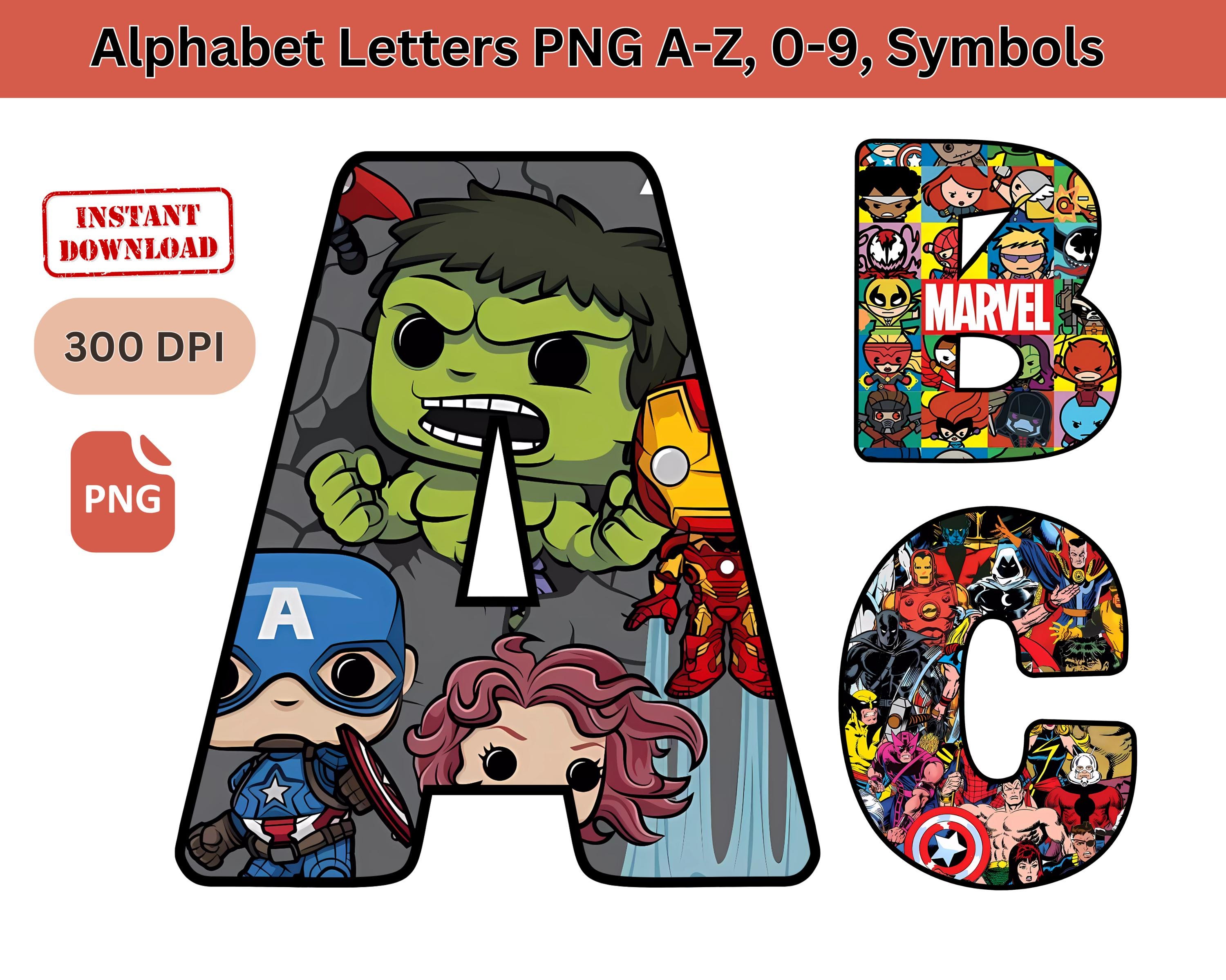 Superhero Alphabet PNG: Letter Font Clip Art (digital Download) - Etsy