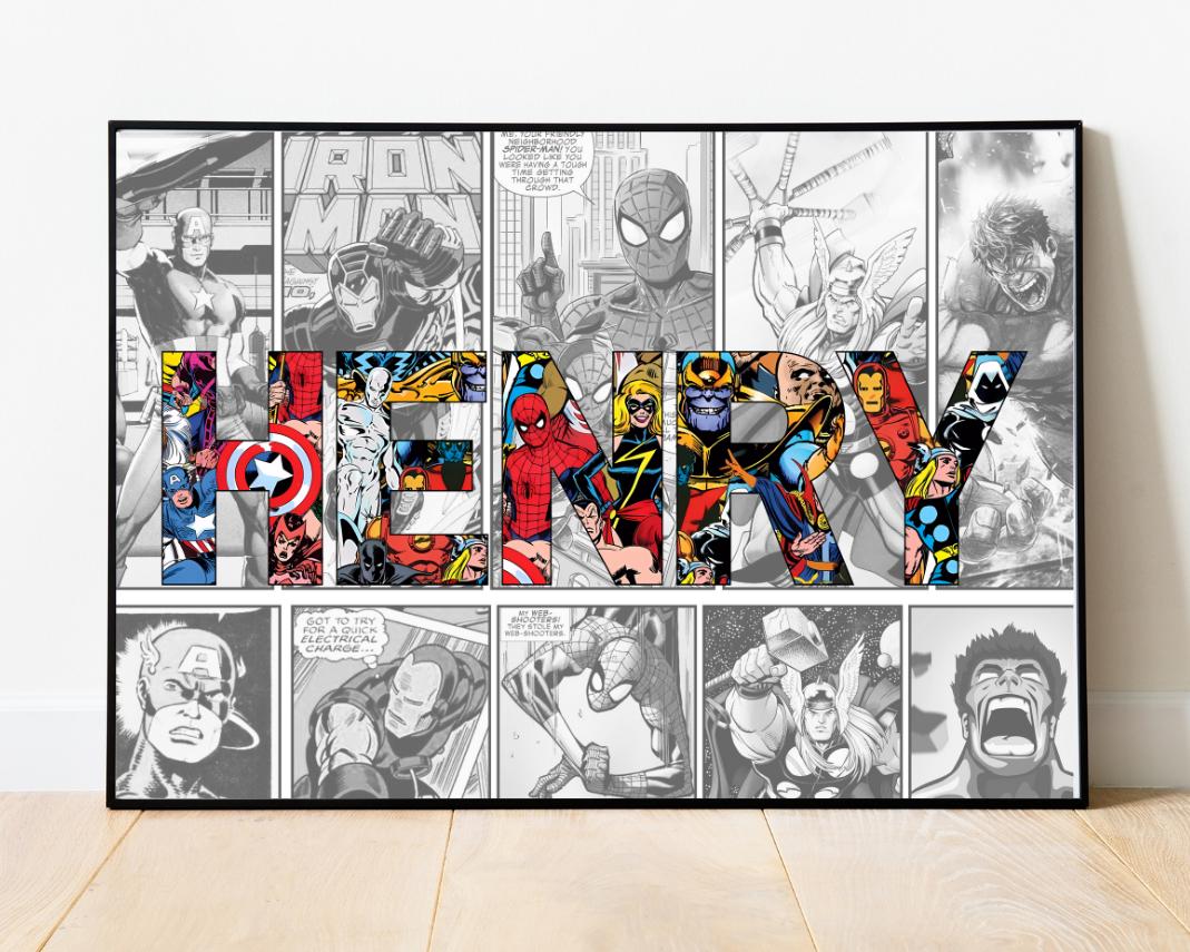 Personalized Superhero Name Art Print: Custom Comic Decor (digital ...