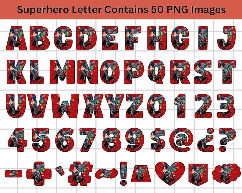 Superhero Alphabet PNG: Letter & Number Clip Art (digital Download) - Etsy