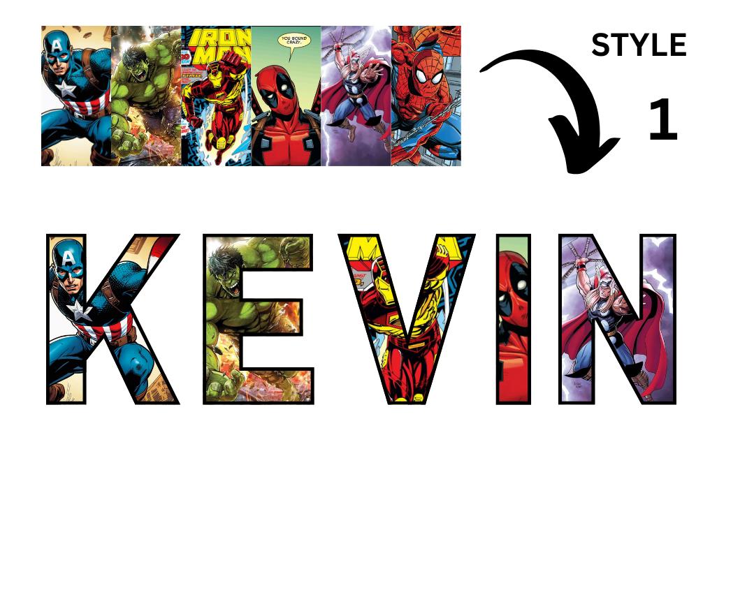 Personalized NAME Word Art Print Superhero Character Posters Digital ...