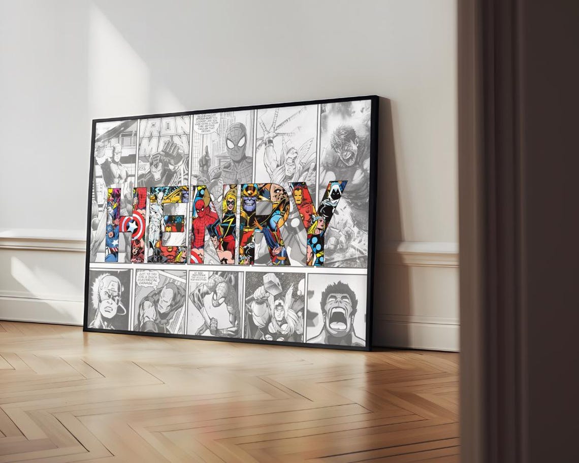 Personalized Superhero Name Art Print: Custom Comic Decor (digital ...