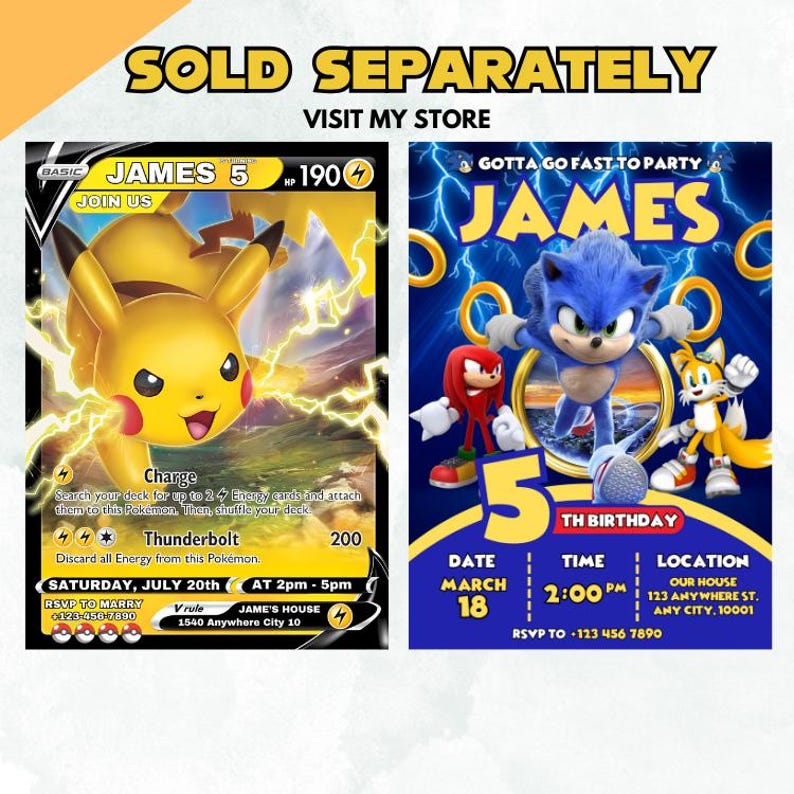 Pikachu Birthday Invitation: Photo Template, Printable, Editable ...