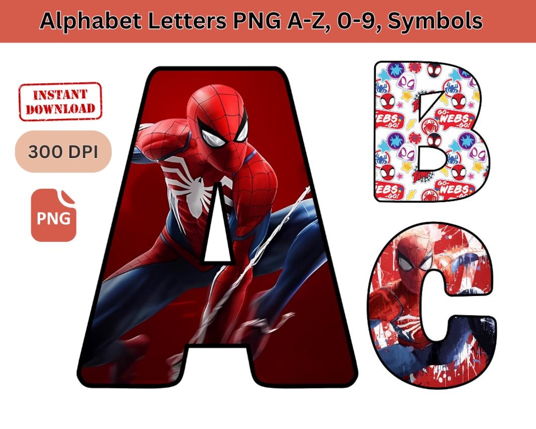 400 IMAGES - 8 Spiderman Alphabets Different Backgrounds Png ...