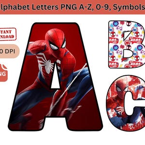 Spiderman Alphabet Letters PNG: A-Z, 0-9, Symbols (digital Download) - Etsy