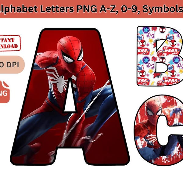 Spiderman Alphabet PNG Spiderman Birthday Banner Spiderman Letters Png ...