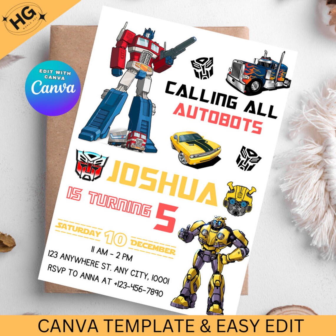 Printable Invite, Rescue Bots Birthday Invitation, Bumblebee Invitation ...
