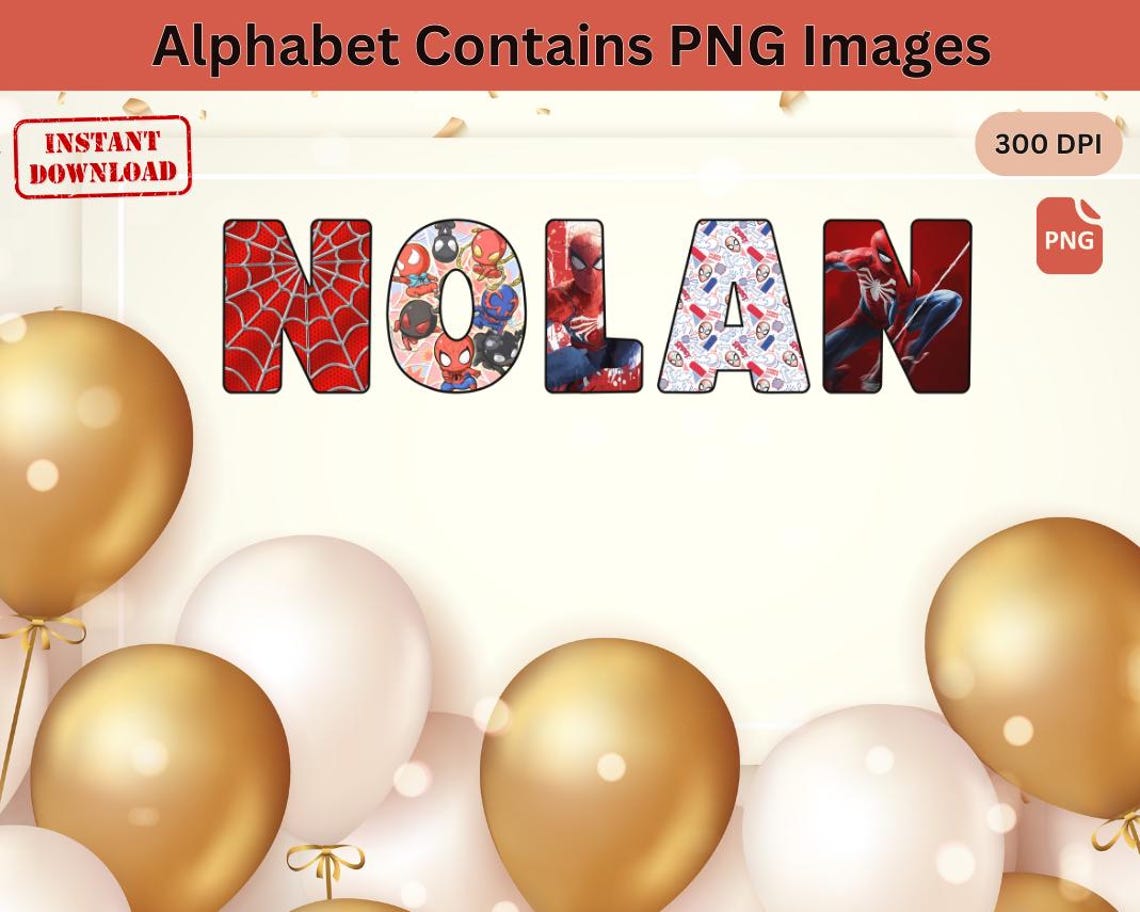 Spiderman Alphabet Letters PNG: A-Z, 0-9, Symbols (digital Download) - Etsy
