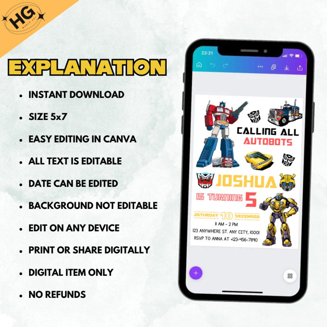 Printable Invite, Rescue Bots Birthday Invitation, Bumblebee Invitation ...