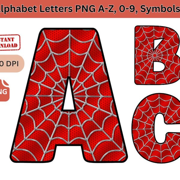 Spiderman Alphabet PNG Spiderman Birthday Banner Spiderman Letters Png ...