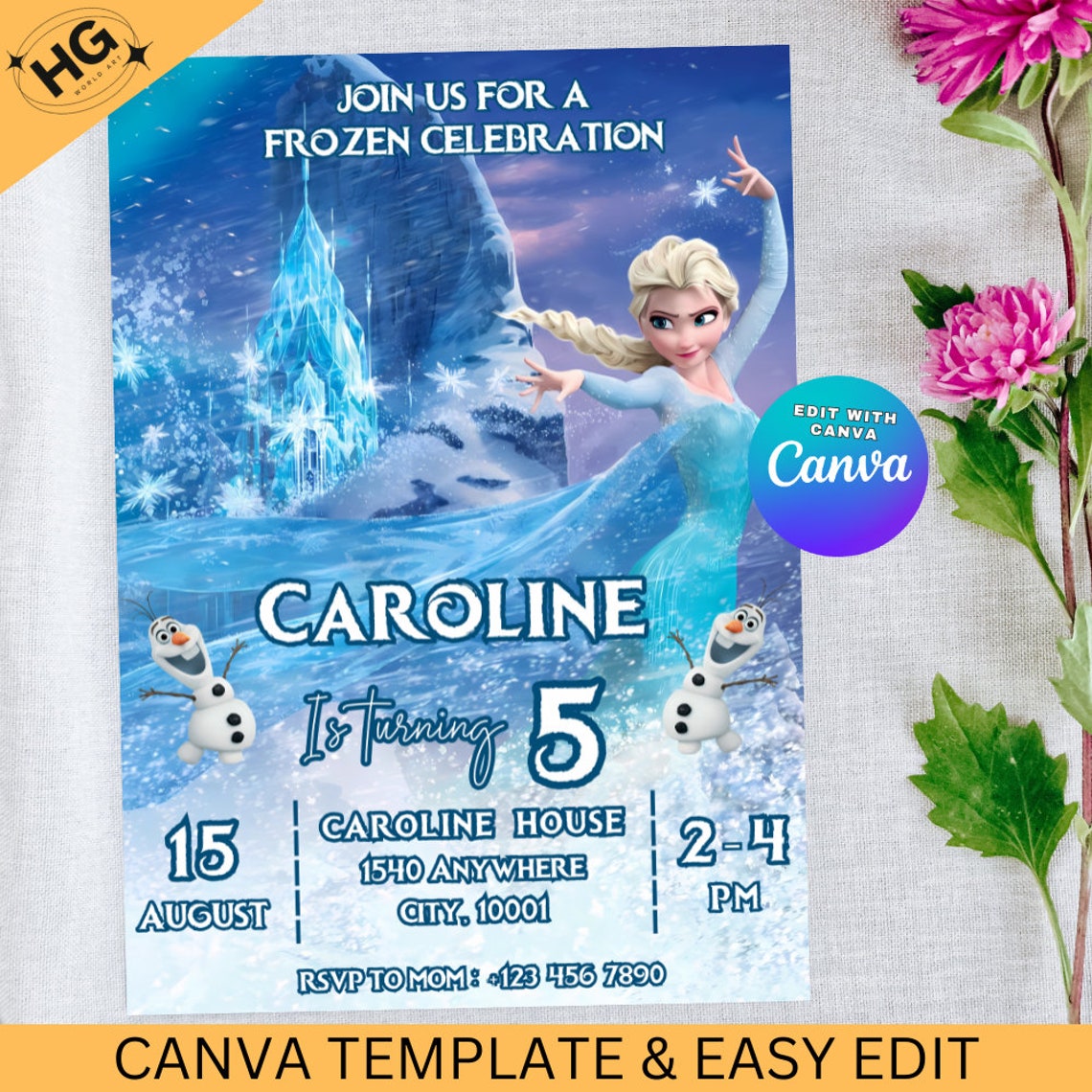 FROZEN Invitation Elsa Birthday Invitation Winter Snow Birthday ...
