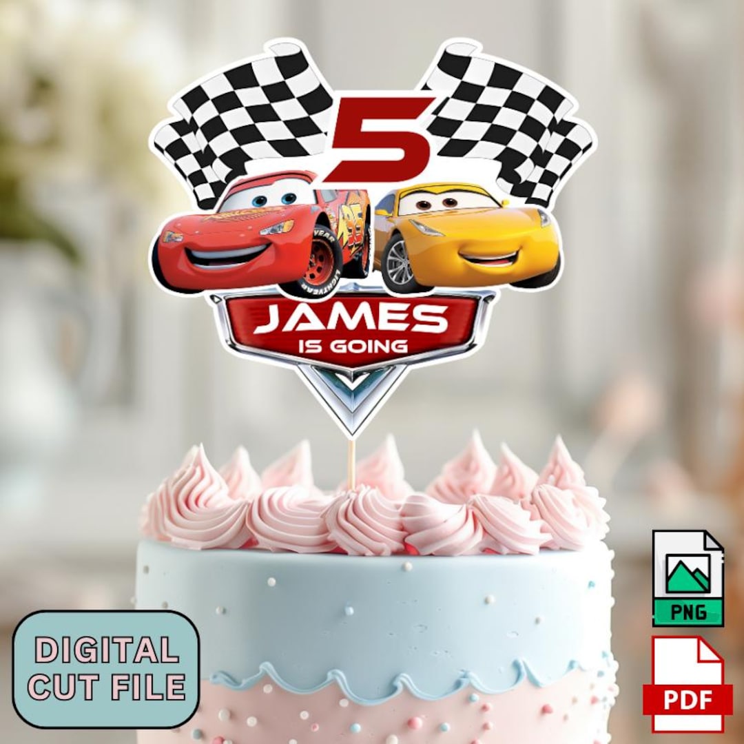 Cars Printable Cake Topper, Cars Digital Cake Topper, Personalized Cake ...