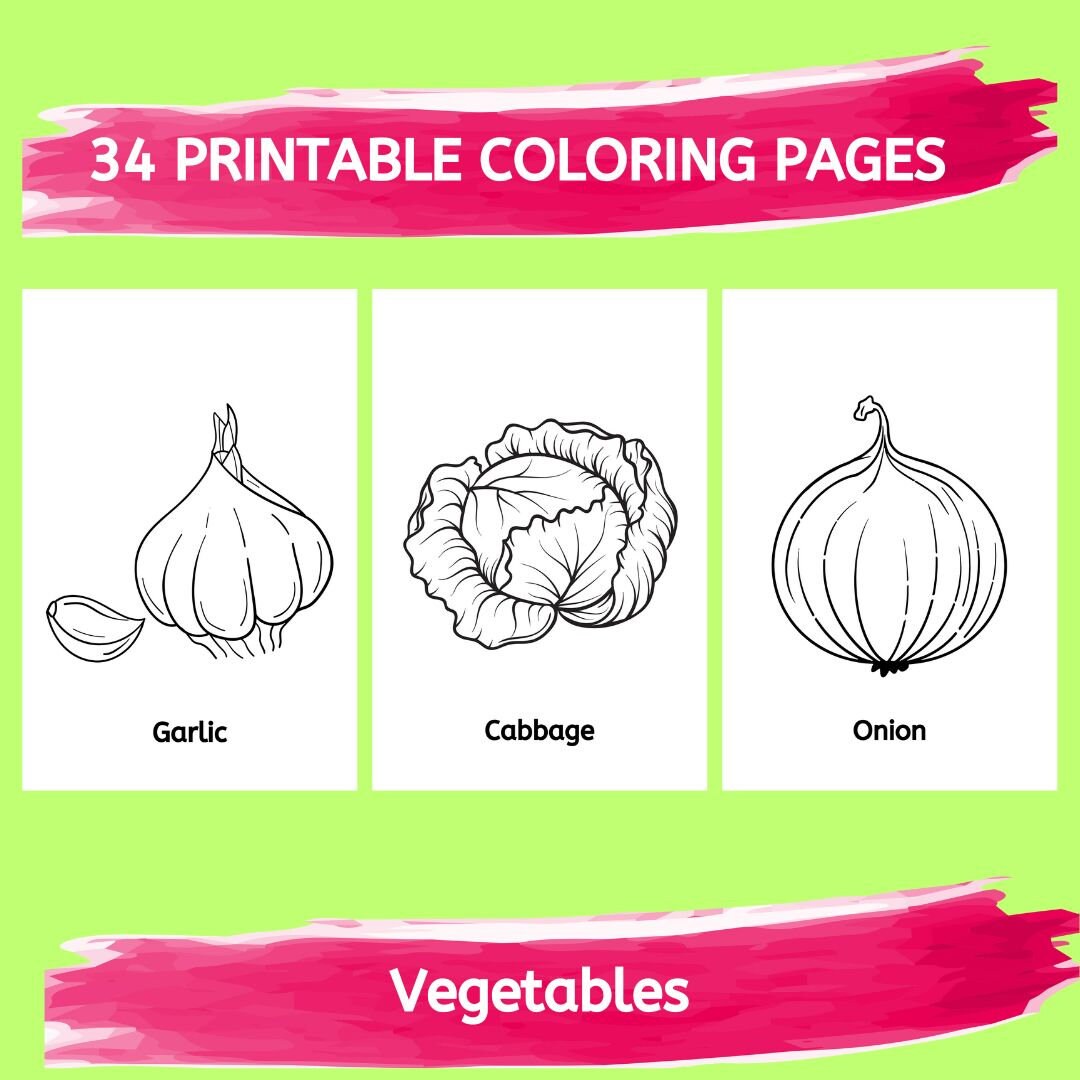 34 Vegetables Coloring Pages With Names on It Vegetables Coloring Book ...