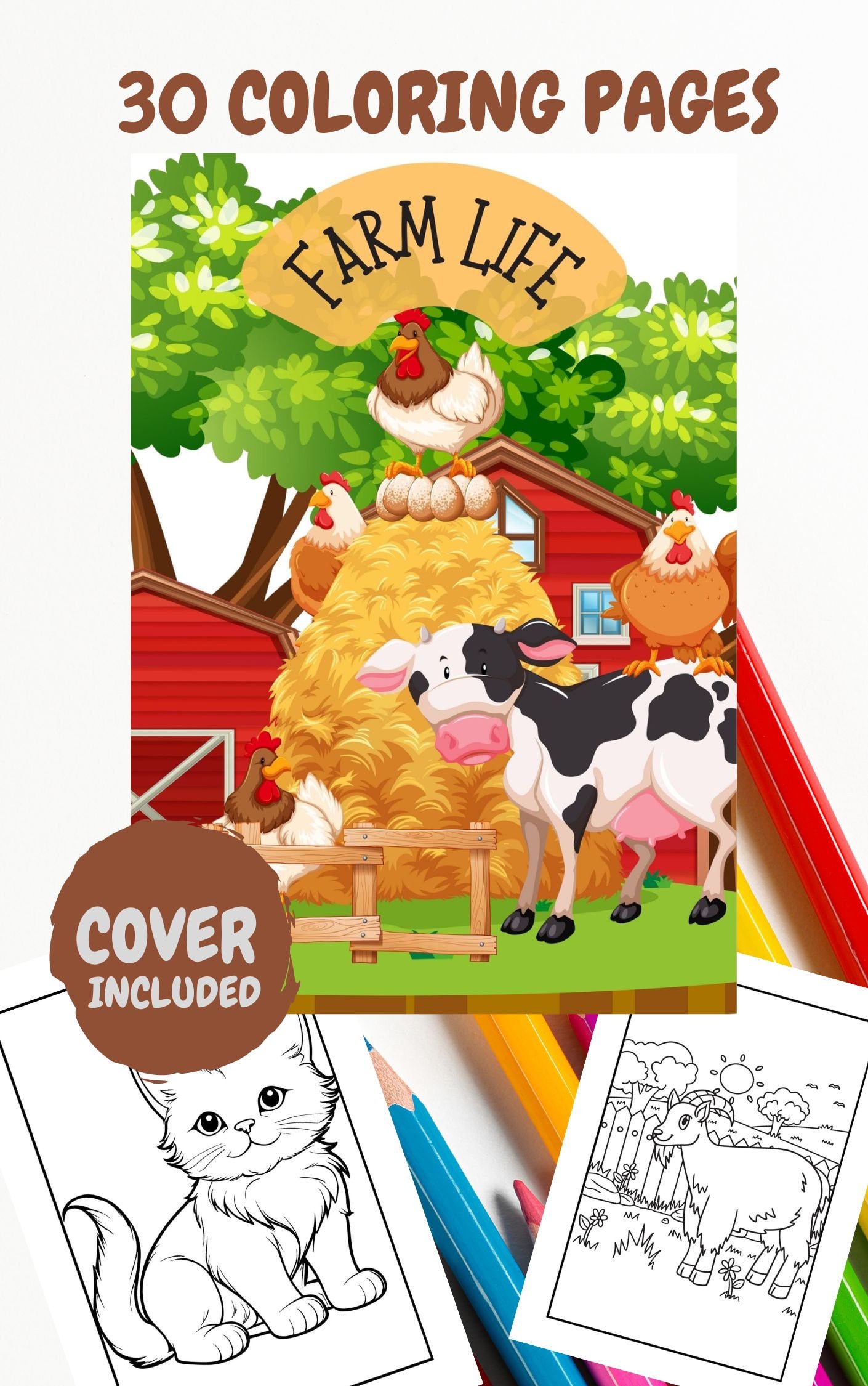 30 Farm Coloring Pages Farm Coloring Book for Children Farm Coloring ...