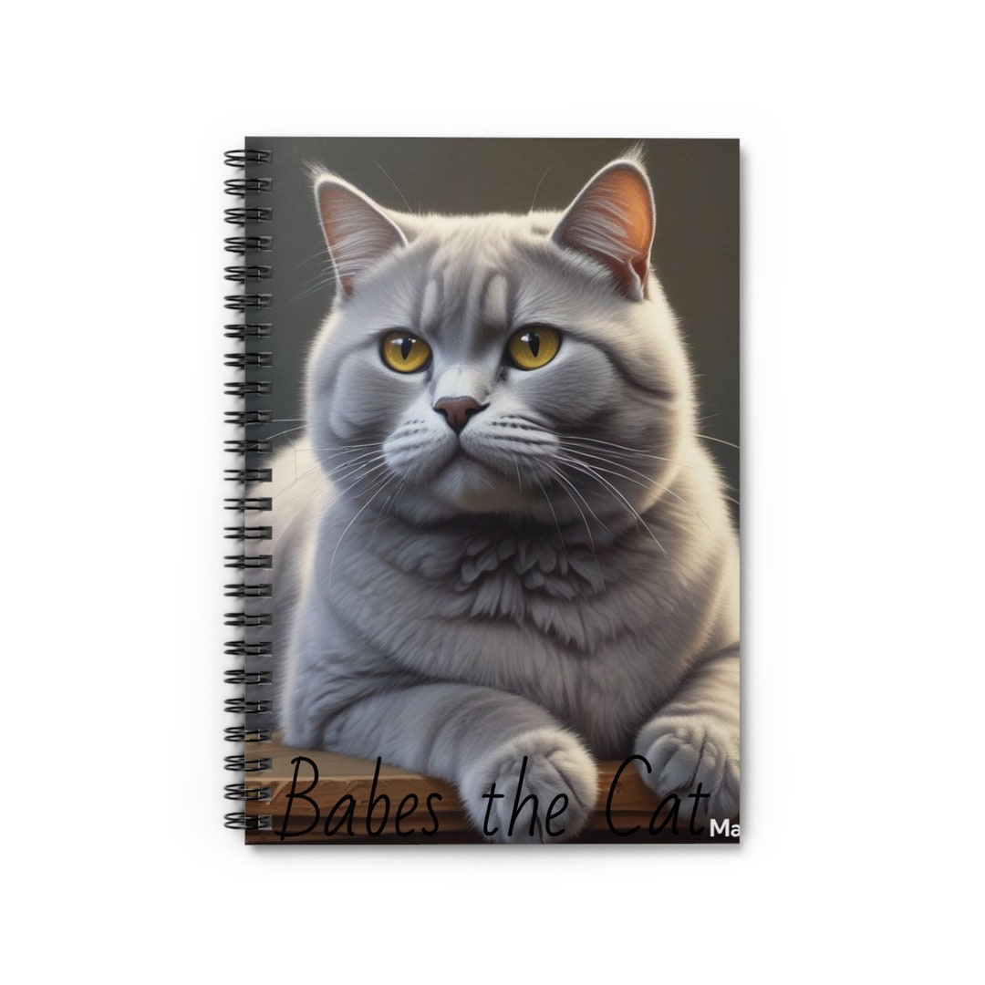 Cute Cat Spiral Notebook Journal, Ruled Lined Pet Lover Stationary ...
