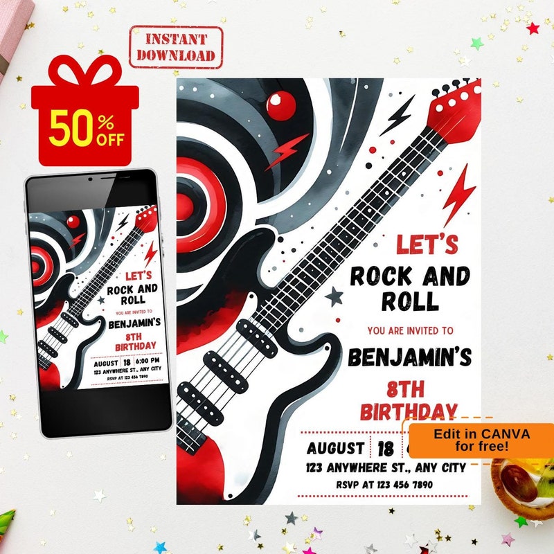 Rock Star Invitation - Etsy