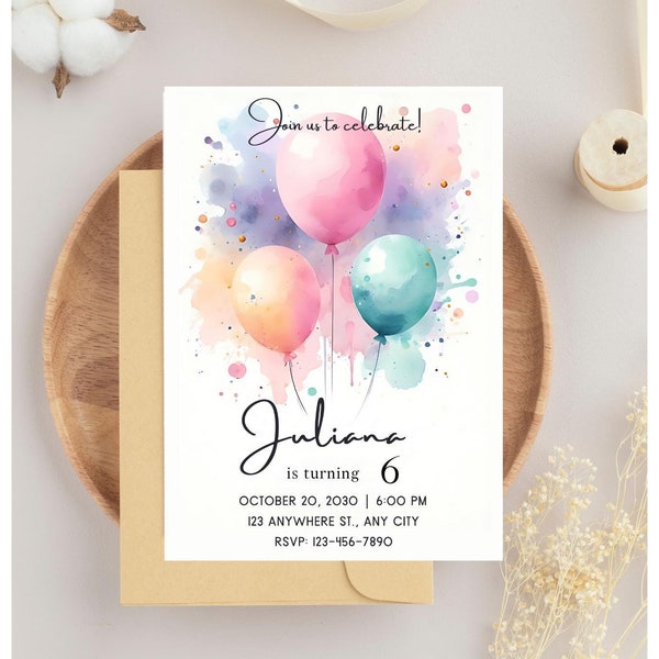 Balloon Invitation - Etsy