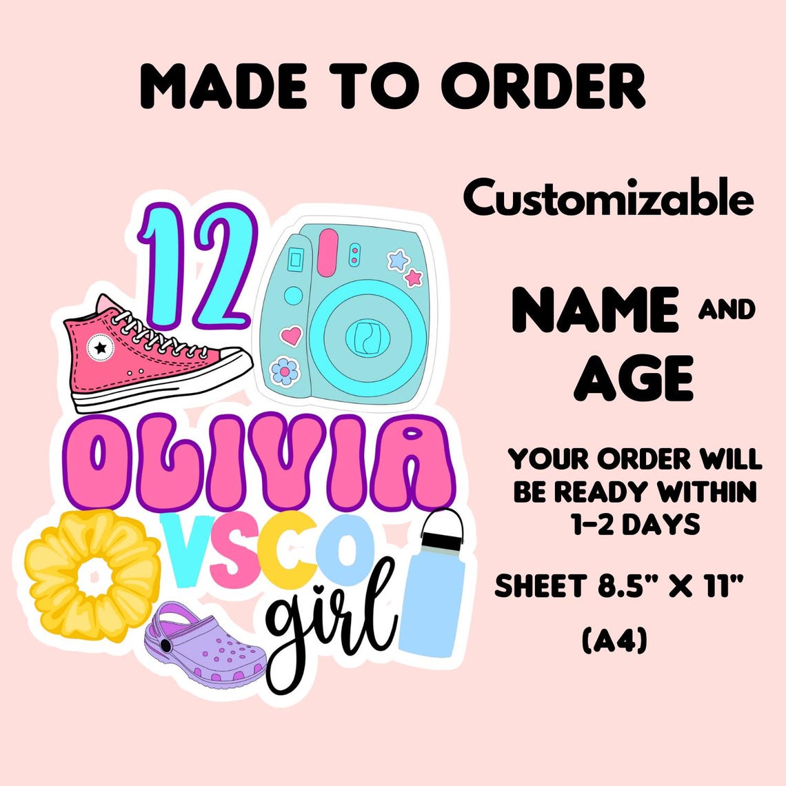 VSCO Girl Cake Topper, Printable Girl VSCO Cake Topper, VSCO Girl Party ...