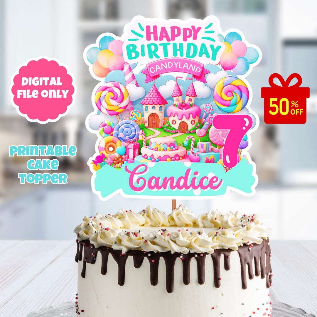 Candyland Cake Topper , Candy Cake Topper Png , Candyland Cake Decor ...