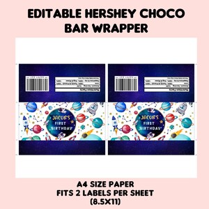 Editable Outer Space Chocolate Bar Labels Candy Bar Wrapper Planets ...