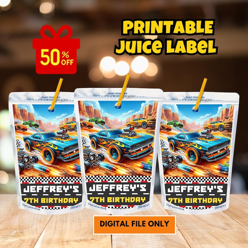 Printable Race Car Caprisun Label, Race Car Juice Label, Race Car Juice ...