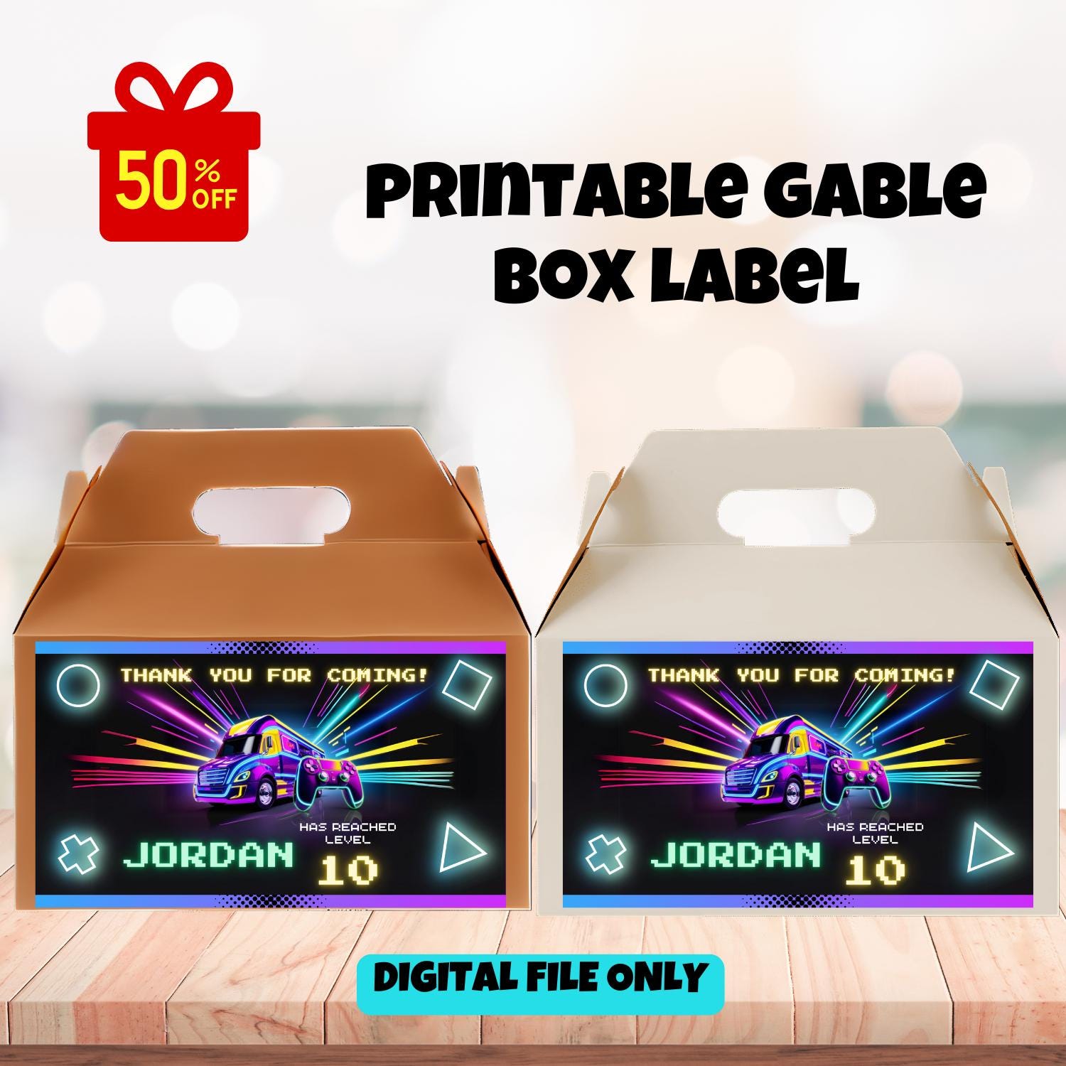 Editable Video Game Truck Gable Box Labels, Printable Templates, Gaming ...