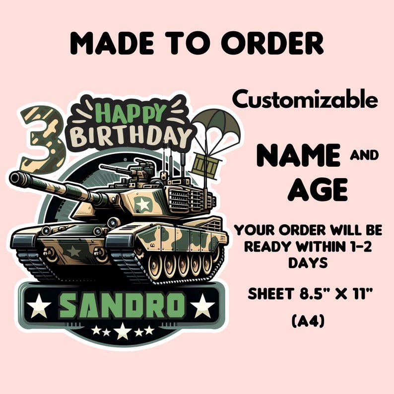 Military Cake Topper, Army Cake Topper, Customized Military Cake Topper ...