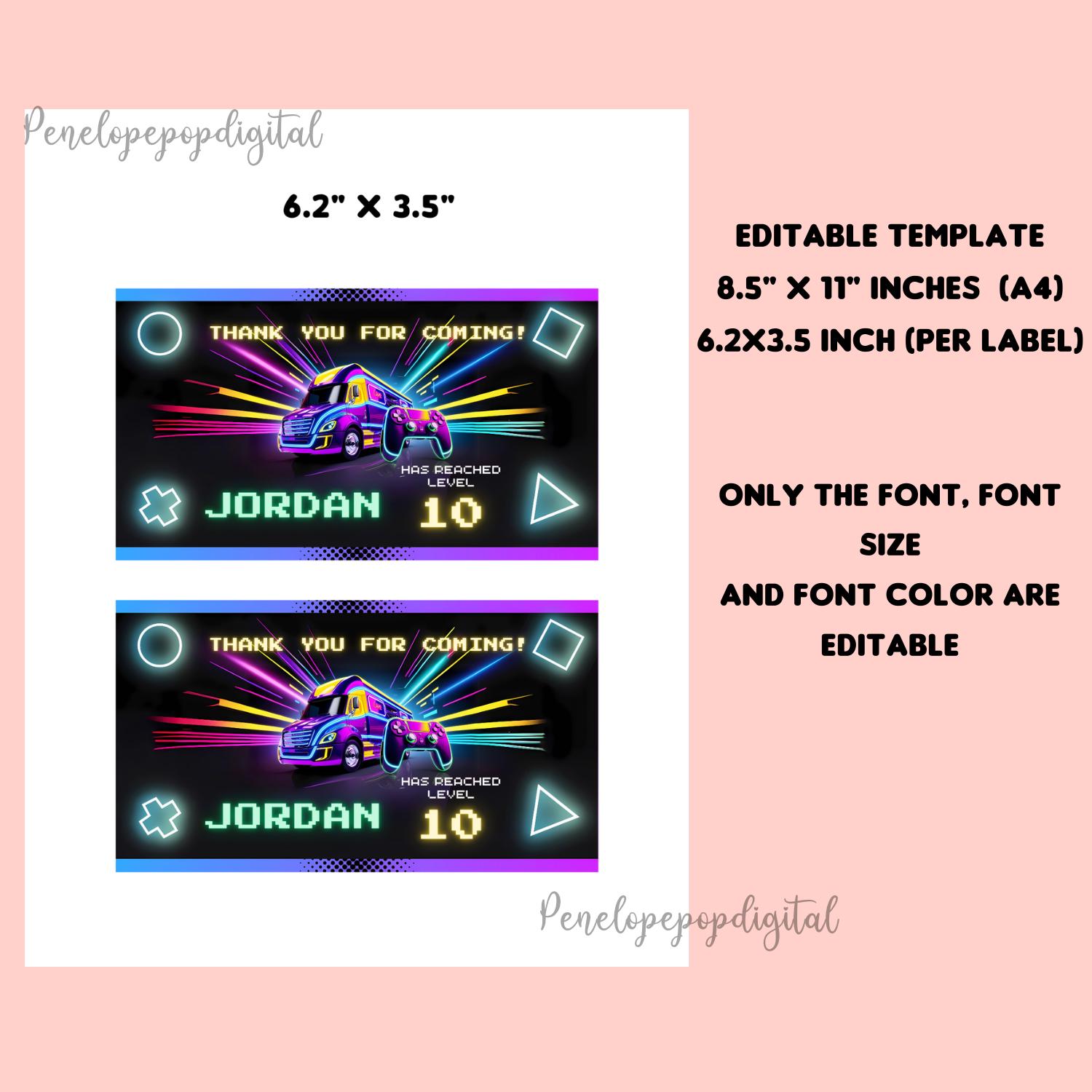 Editable Video Game Truck Gable Box Labels, Printable Templates, Gaming ...