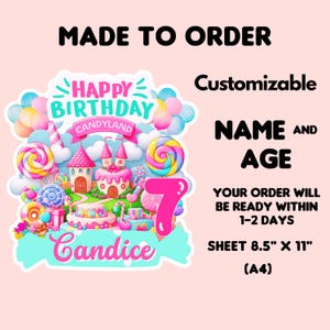 Candyland Cake Topper , Candy Cake Topper Png , Candyland Cake Decor ...