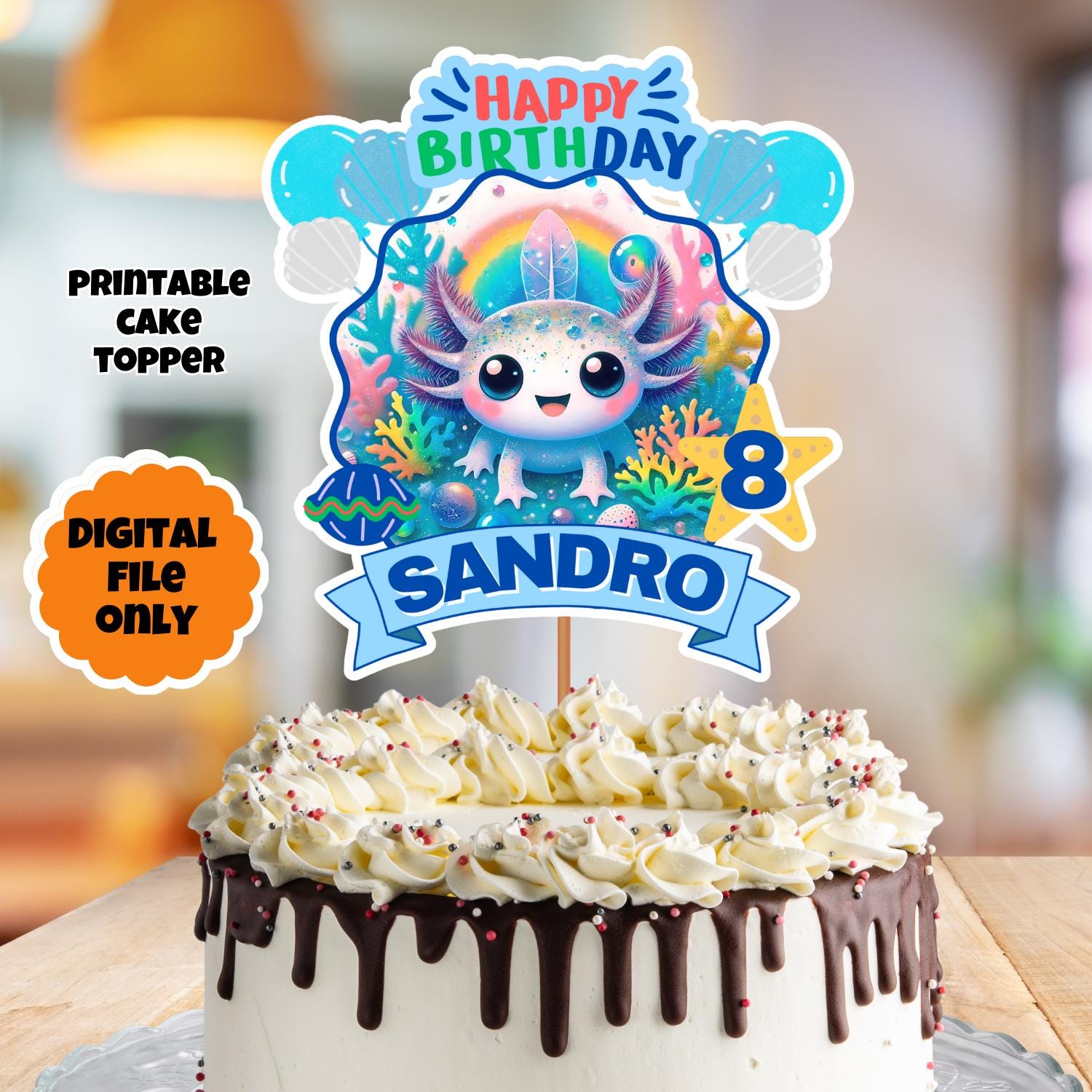 Axolotl Cake Topper Axolotl Boy Cake Topper Under the Sea Birthday Cake ...