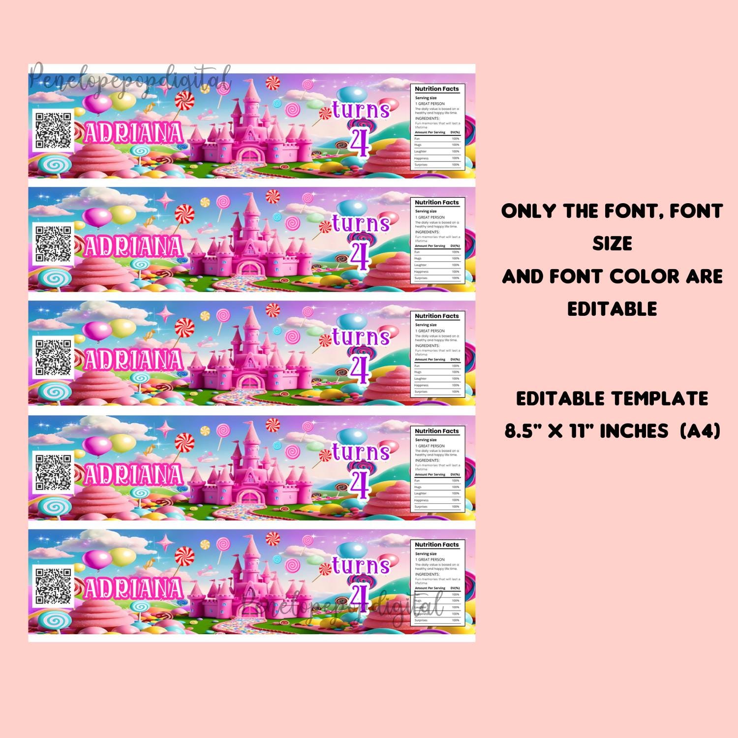 Editable Candy Land Birthday Bundle, Sweets Birthday Pack, Party Bundle ...