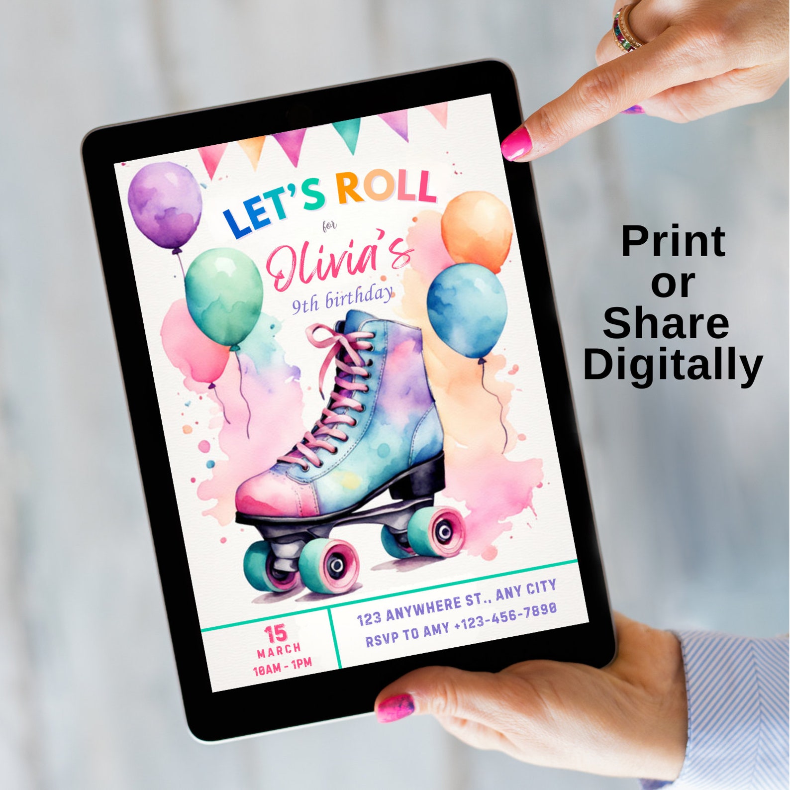 Roller Skate Party Invitation, Roller Skate Birthday Invite, Roller Skate Party, Roller Skate ...