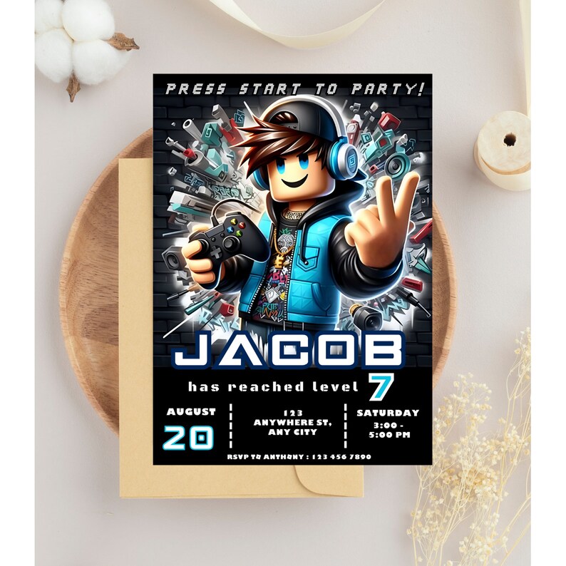 Roblox Invitation, Roblox Invite, Game Birthday, Roblox Boy Birthday ...