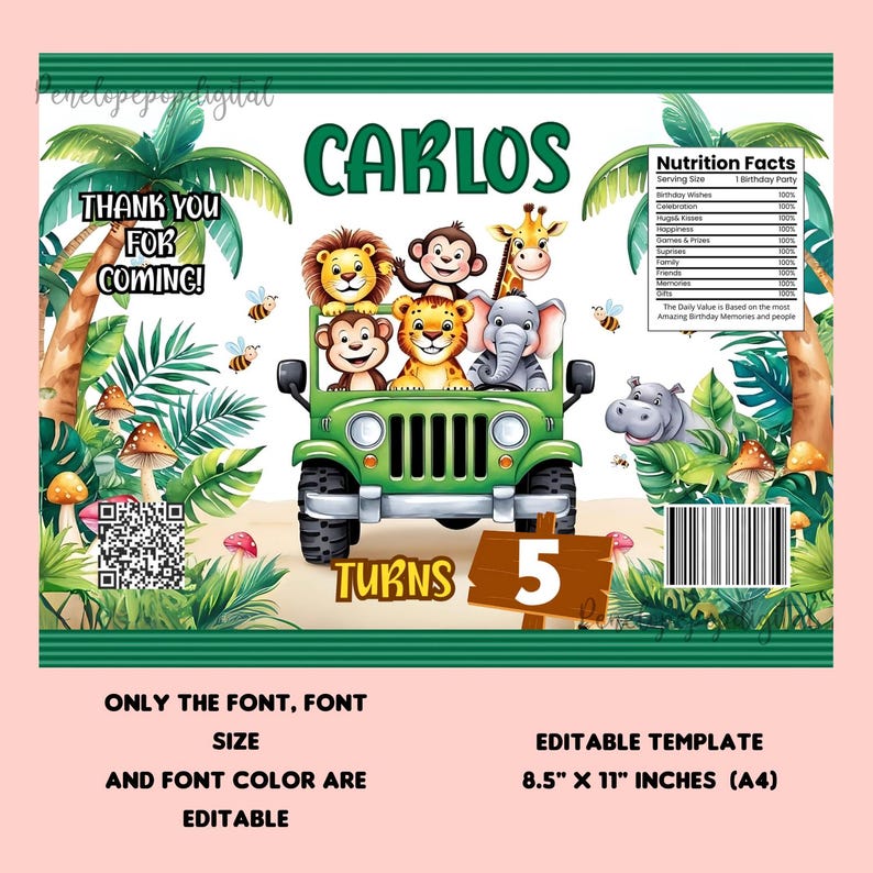 Safari Party Bundle Printable Template Wild One Birthday Full Package ...