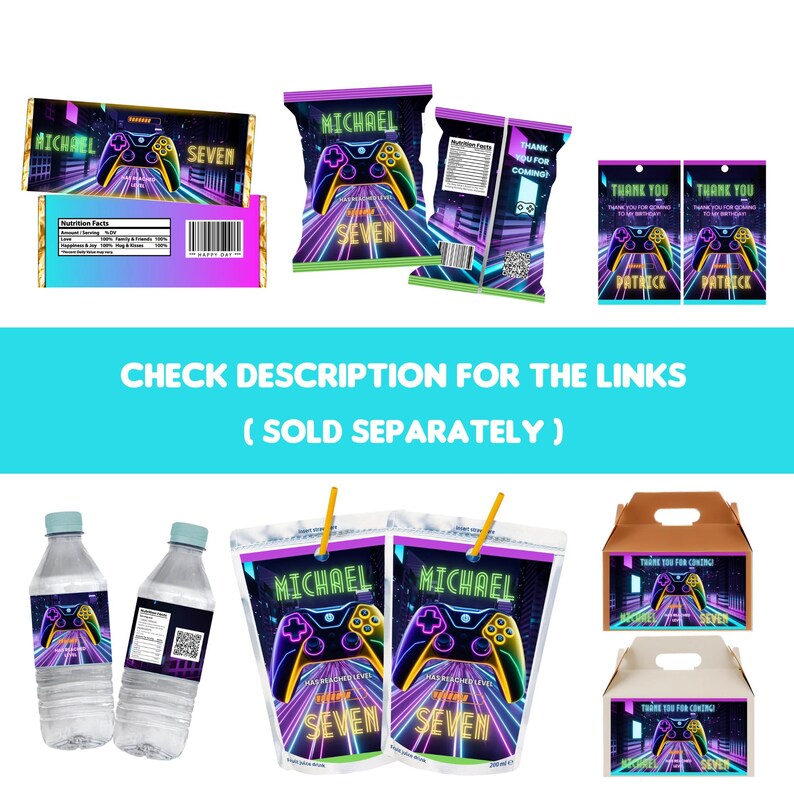 Editable Video Game Water Bottle Labels, Video Game Label, Gamer Water ...