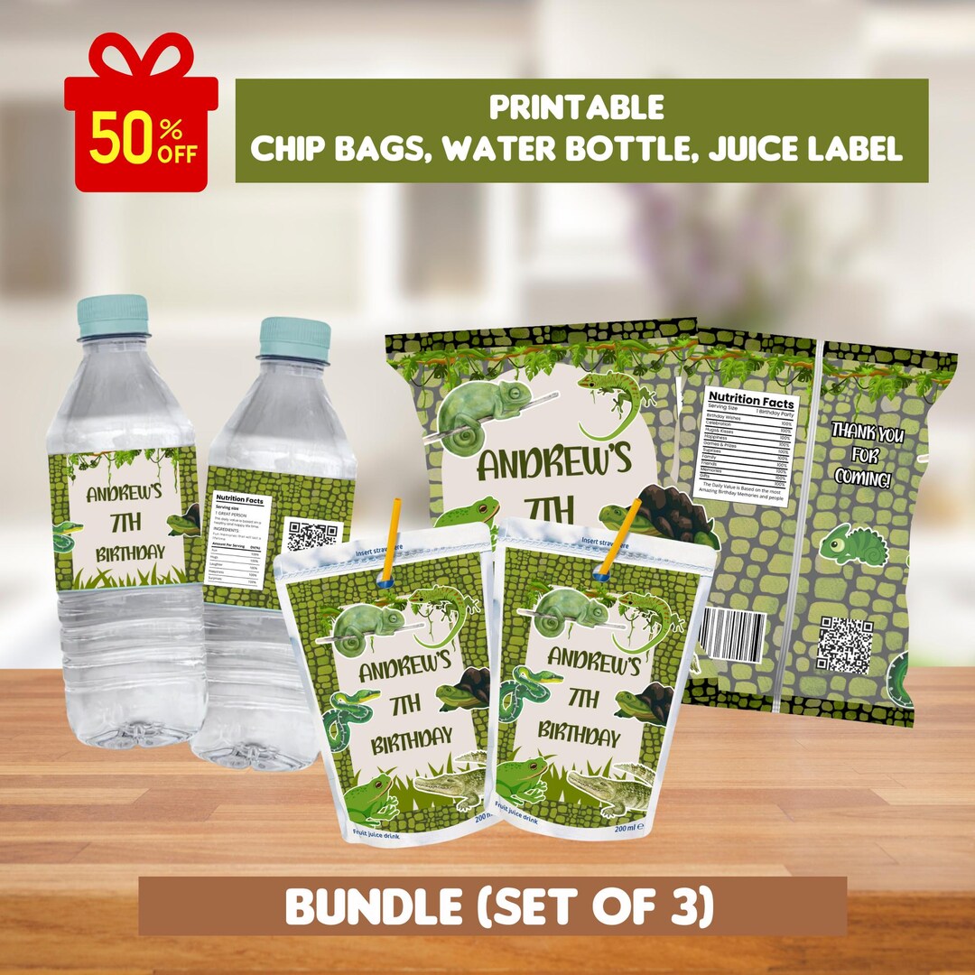 Editable Reptiles Party Bundle Kit, Template Printable, Kids Birthday ...