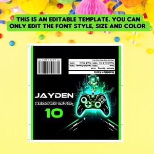 Editable Gamer Chocolate Bar Wrapper, Gamer Party Favor Chocolate ...