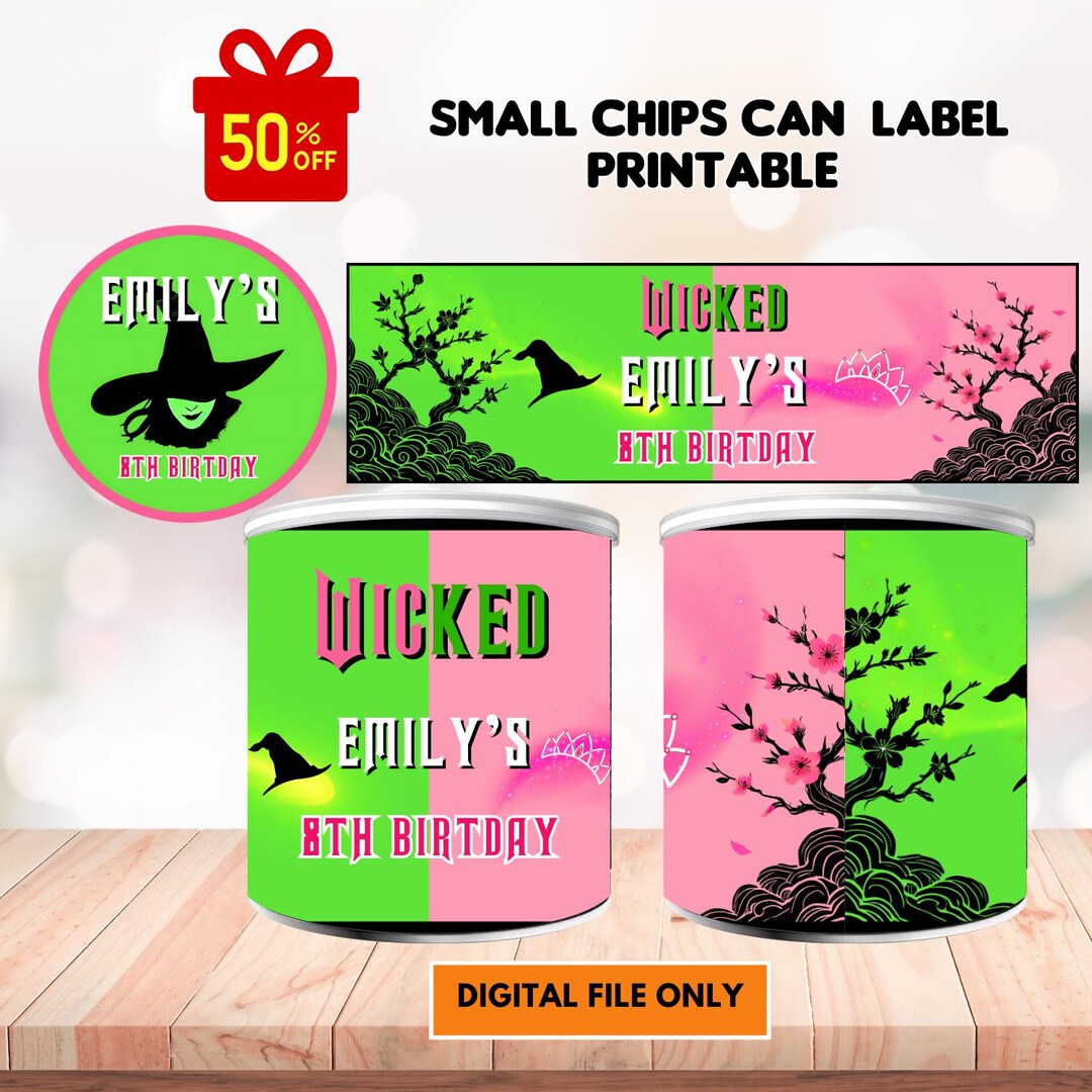 Chip Can Label Personalized Printable Party Favors, Chips Can Label 1 ...