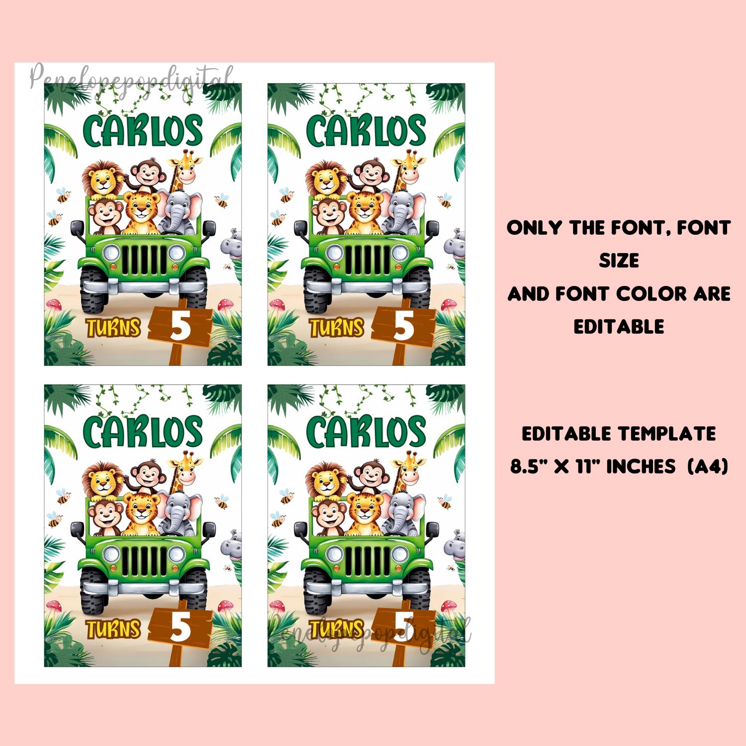 Safari Party Bundle Printable Template Wild One Birthday Full Package ...