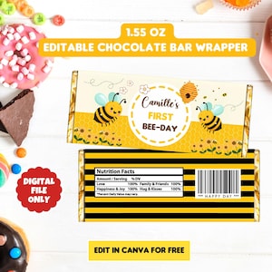 Bee Chocolate Bar Wrapper Birthday Bee-ing Celebration Party Any Age ...