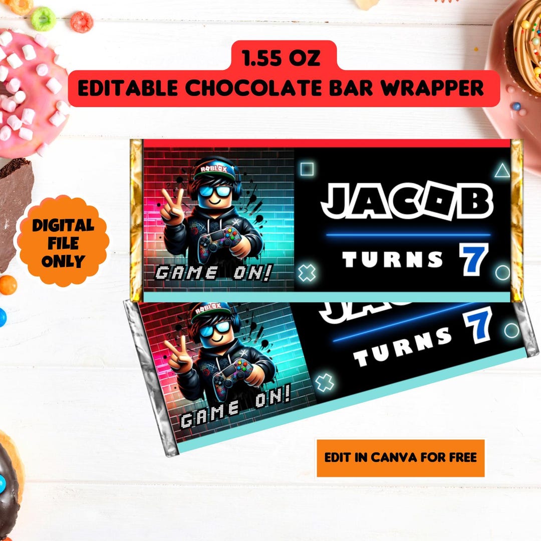 Roblox Chocolate Bar Wrapper Printable, Roblox Chocolate Bar Wrappers ...