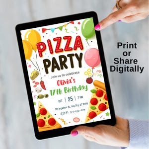 Pizza Birthday Invitation, Pizza Party Invitations, Pizza Invitation ...