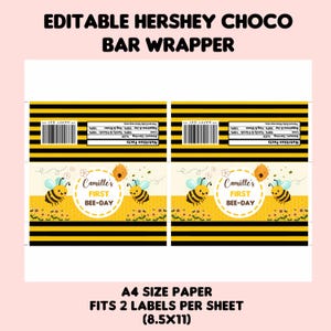 Bee Chocolate Bar Wrapper Birthday Bee-ing Celebration Party Any Age ...